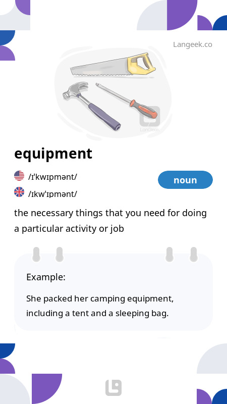 Definition & Meaning of "Equipment" | Picture Dictionary