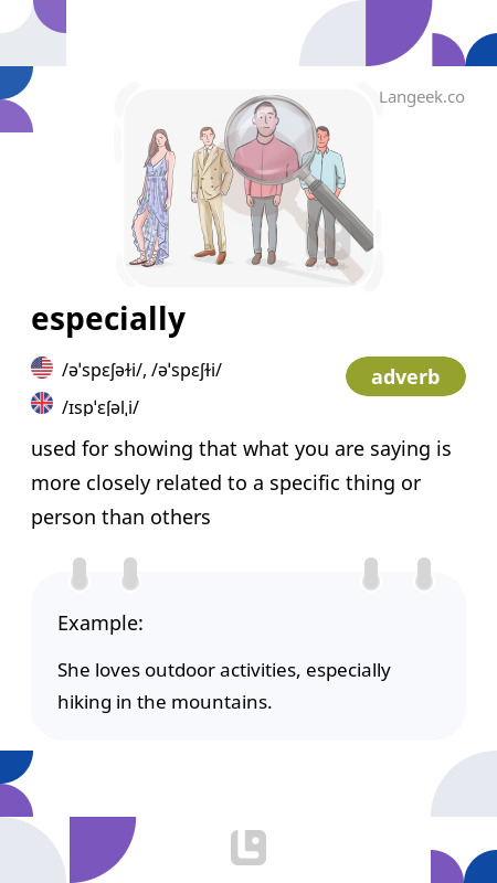 Definition & Meaning of "Especially" | Picture Dictionary