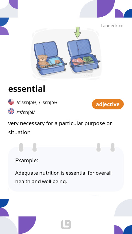 Definition & Meaning of "Essential" | Picture Dictionary