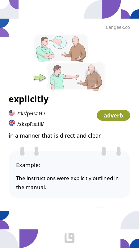 Definition & Meaning of "Explicitly" | Picture Dictionary