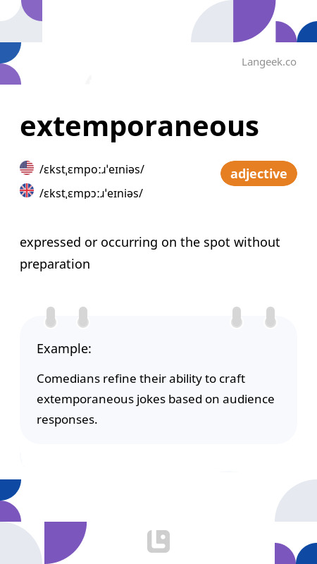 Definition & Meaning of "Extemporaneous" | Picture Dictionary