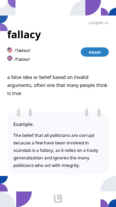 Definition & Meaning of "Fallacy" | Picture Dictionary