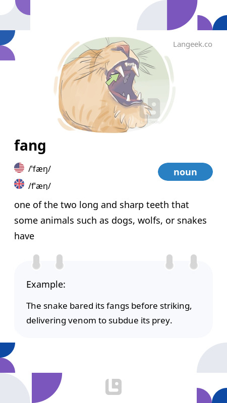 Definition & Meaning of "Fang" | Picture Dictionary