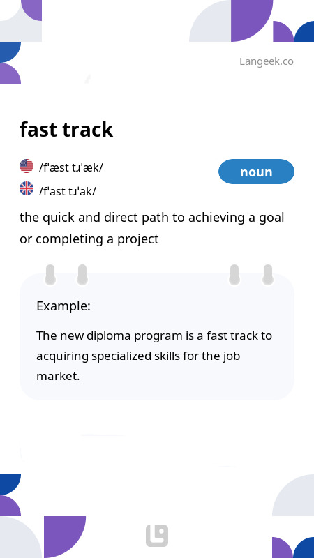 Definition & Meaning of "Fast track" | Picture Dictionary
