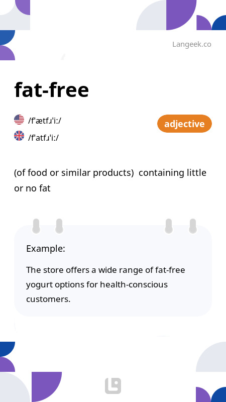Definition & Meaning of "Fat-free" | Picture Dictionary