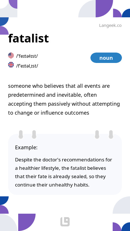 Definition & Meaning of "Fatalist" | Picture Dictionary