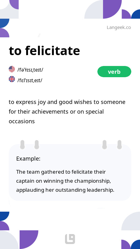 Definition & Meaning of "Felicitate" | Picture Dictionary