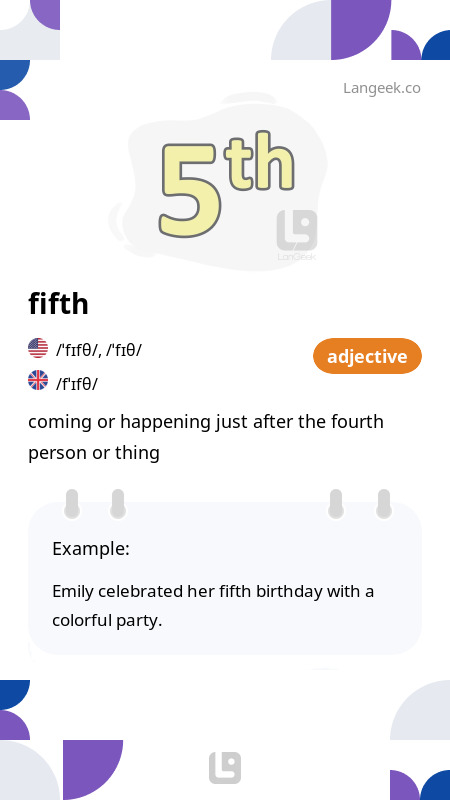 Definition & Meaning of "Fifth" | Picture Dictionary