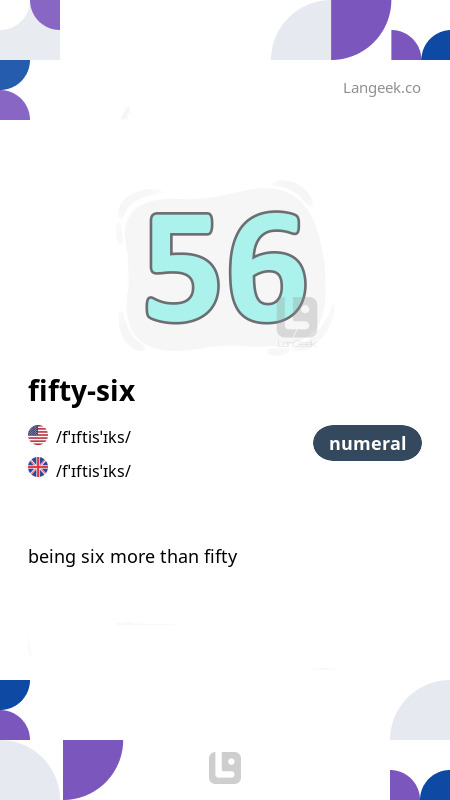 Definition & Meaning of "Fifty-six" | Picture Dictionary