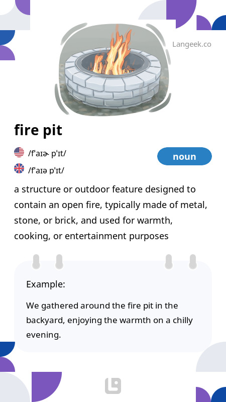 Definition & Meaning of "Fire pit" | Picture Dictionary