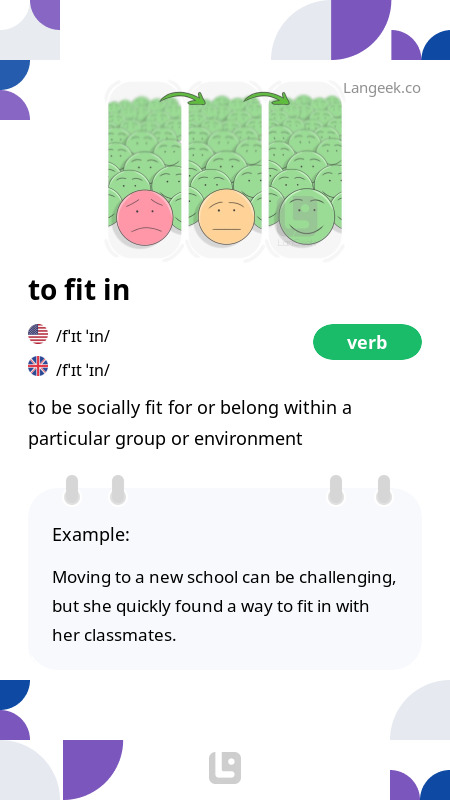 Definition & Meaning of "Fit in" | Picture Dictionary