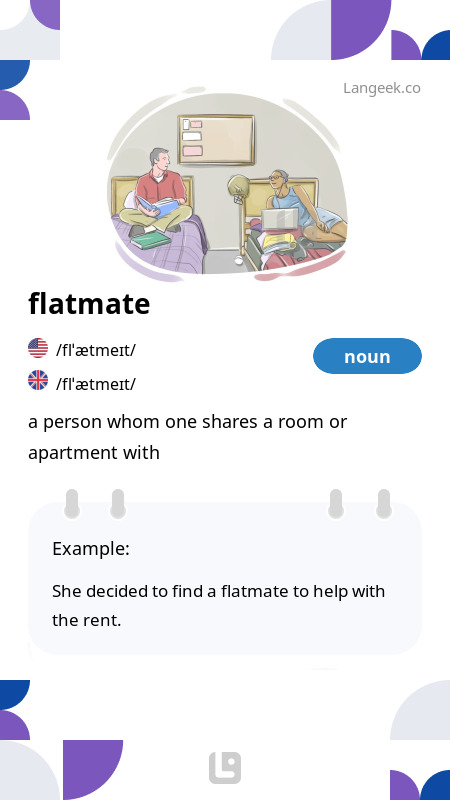 Definition & Meaning of "Flatmate" | Picture Dictionary