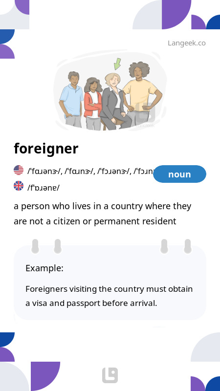 Definition & Meaning of "Foreigner" | Picture Dictionary