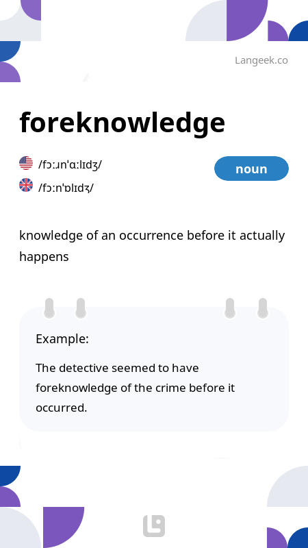Definition & Meaning of "Foreknowledge" | Picture Dictionary