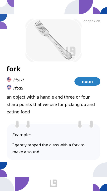 Definition Meaning of Fork Picture Dictionary