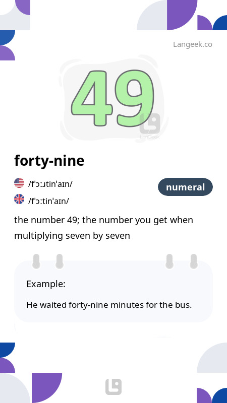 Definition & Meaning of "Forty-nine" | Picture Dictionary