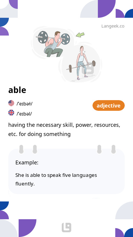 Definition & Meaning of "Able" | LanGeek