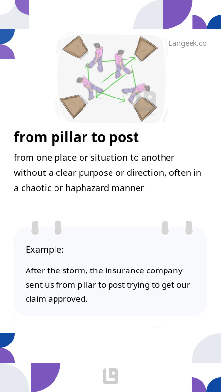 Definition & Meaning of "From pillar to post" | Picture Dictionary