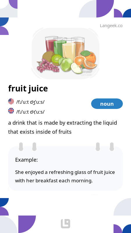 Definition & Meaning of "Fruit juice" | Picture Dictionary