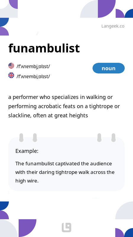 Definition & Meaning of "Funambulist" | Picture Dictionary