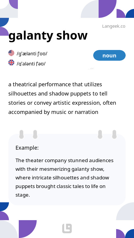 Definition & Meaning of "Galanty show" | Picture Dictionary