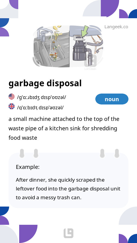 Definition & Meaning of "Garbage disposal" | LanGeek