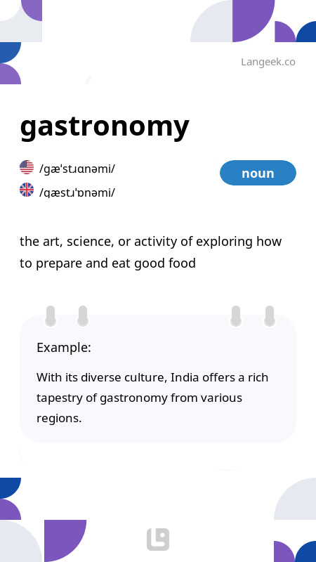 Definition & Meaning of "Gastronomy" | Picture Dictionary