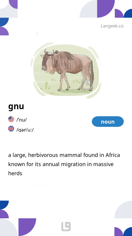 Definition & Meaning of "Gnu" | Picture Dictionary