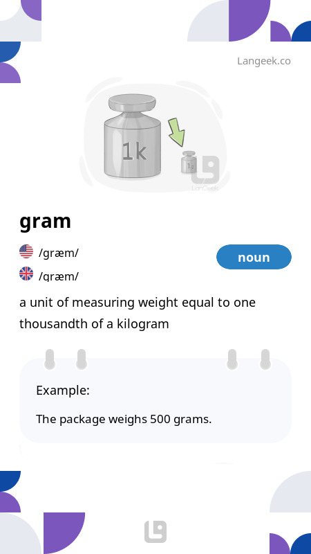 Definition & Meaning of "Gram" | Picture Dictionary