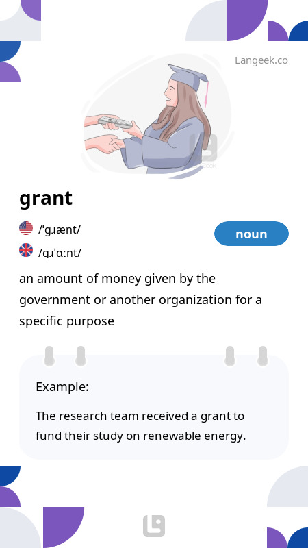 Definition & Meaning of "Grant" | Picture Dictionary