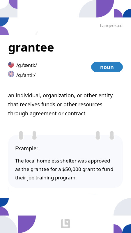 Definition & Meaning of "Grantee" | Picture Dictionary