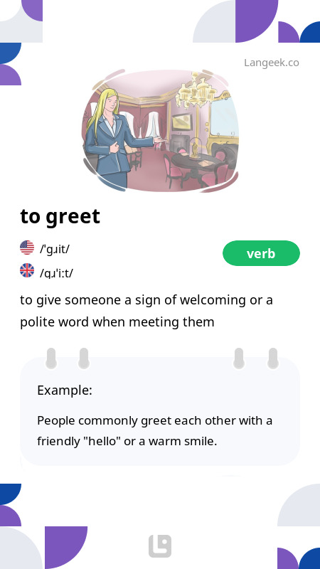 Definition & Meaning of "Greet" | Picture Dictionary