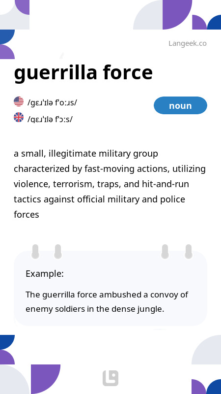 Definition & Meaning of "Guerrilla force" | Picture Dictionary