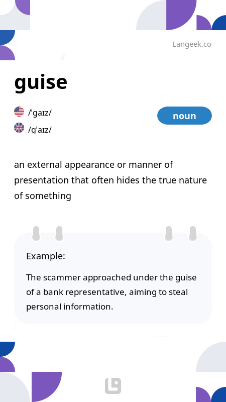 Definition & Meaning of "Guise" | Picture Dictionary