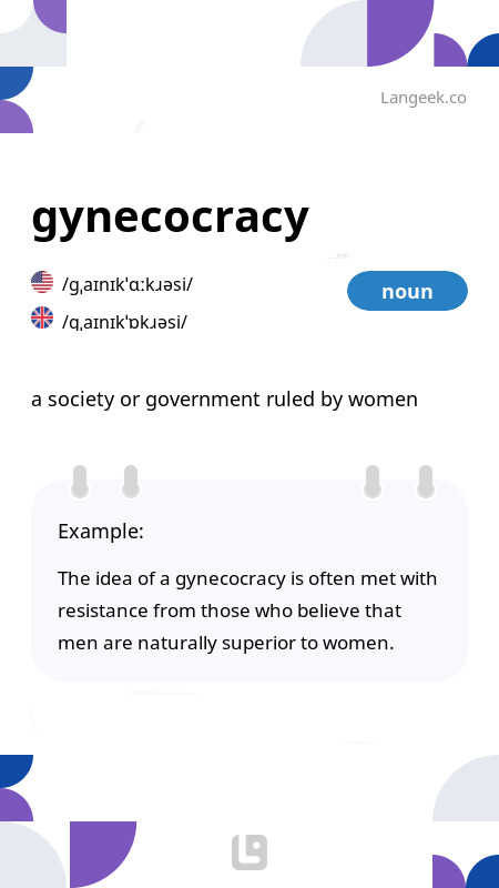Definition & Meaning of "Gynecocracy" | Picture Dictionary
