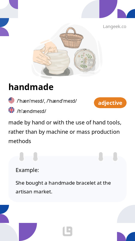 Definition & Meaning of "Handmade" | Picture Dictionary