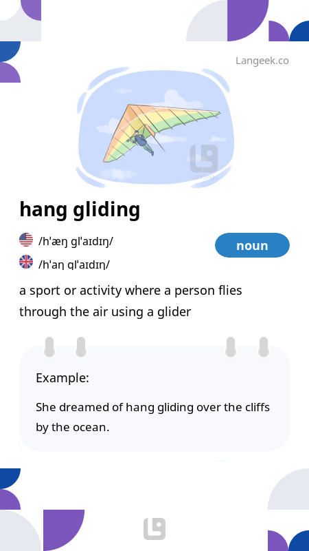 Definition & Meaning of "Hang gliding" | LanGeek
