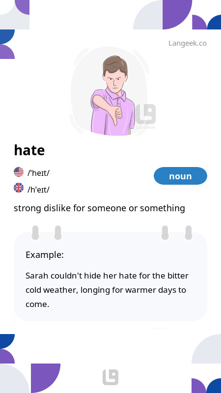 Definition & Meaning of "Hate" | Picture Dictionary