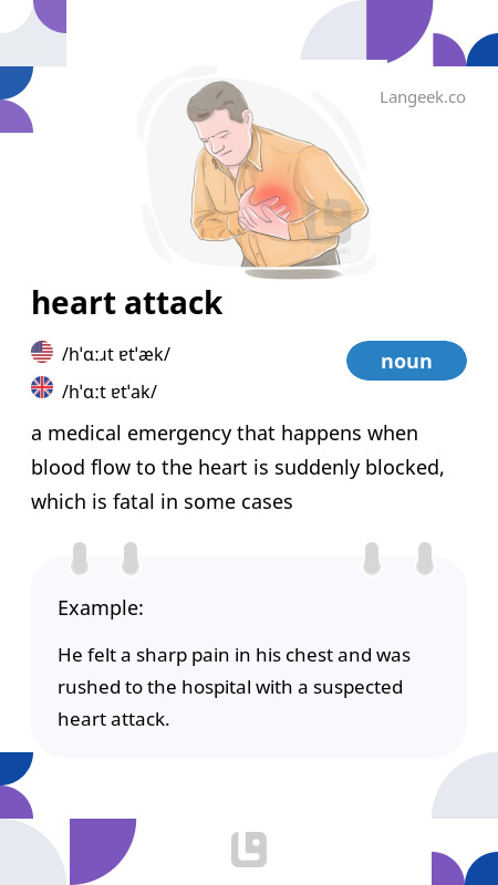 Definition & Meaning of "Heart attack" | Picture Dictionary