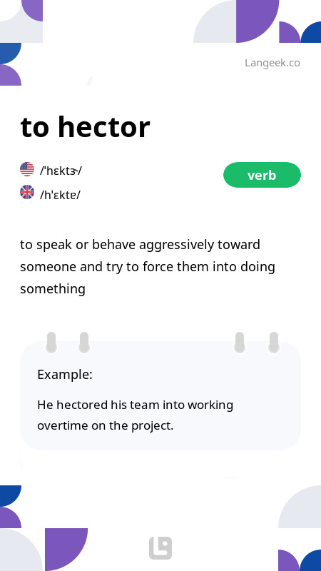 Definition & Meaning of "Hector" | Picture Dictionary