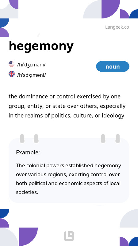 Definition & Meaning of "Hegemony" | Picture Dictionary