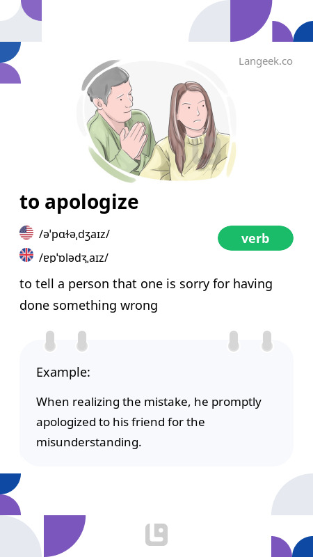 Definition & Meaning of "Apologize" | Picture Dictionary