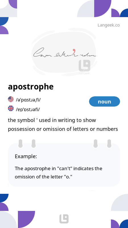 Definition & Meaning of "Apostrophe" | LanGeek