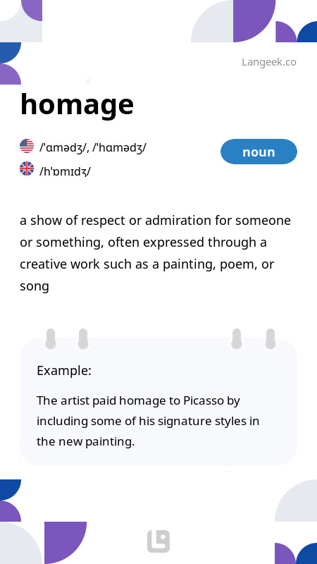 Definition & Meaning of "Homage" | Picture Dictionary