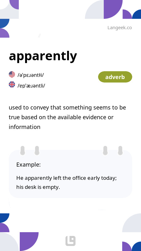 Definition & Meaning of "Apparently" | Picture Dictionary