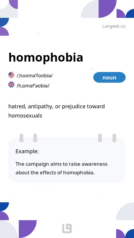 Definition & Meaning of "Homophobia" | Picture Dictionary