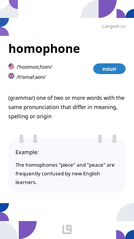 Definition & Meaning of "Homophone" | Picture Dictionary