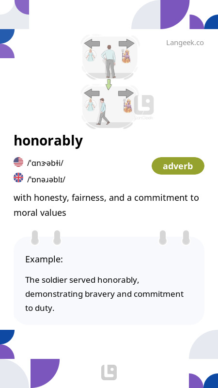 Definition & Meaning of "Honorably" | LanGeek
