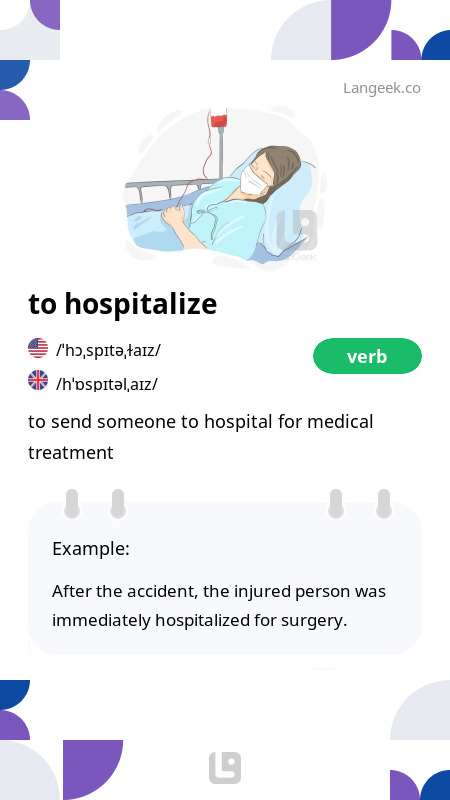 Definition & Meaning of "Hospitalize" | Picture Dictionary