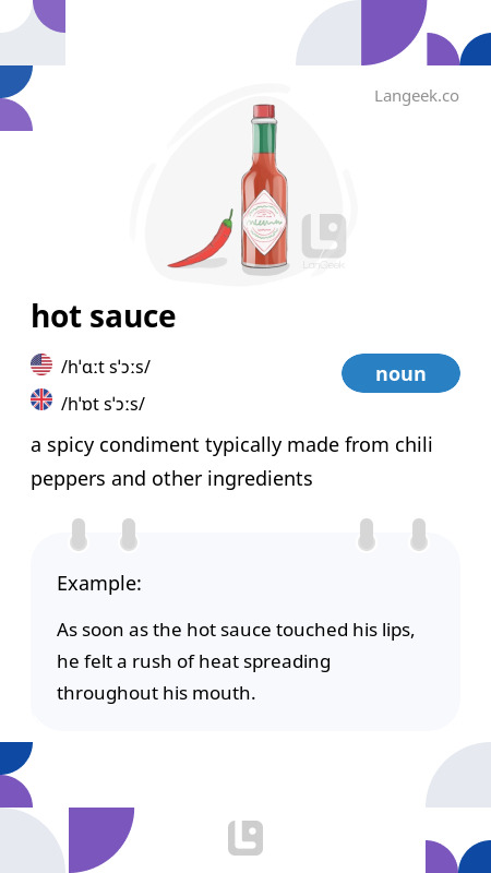 Definition & Meaning of "Hot sauce" | Picture Dictionary